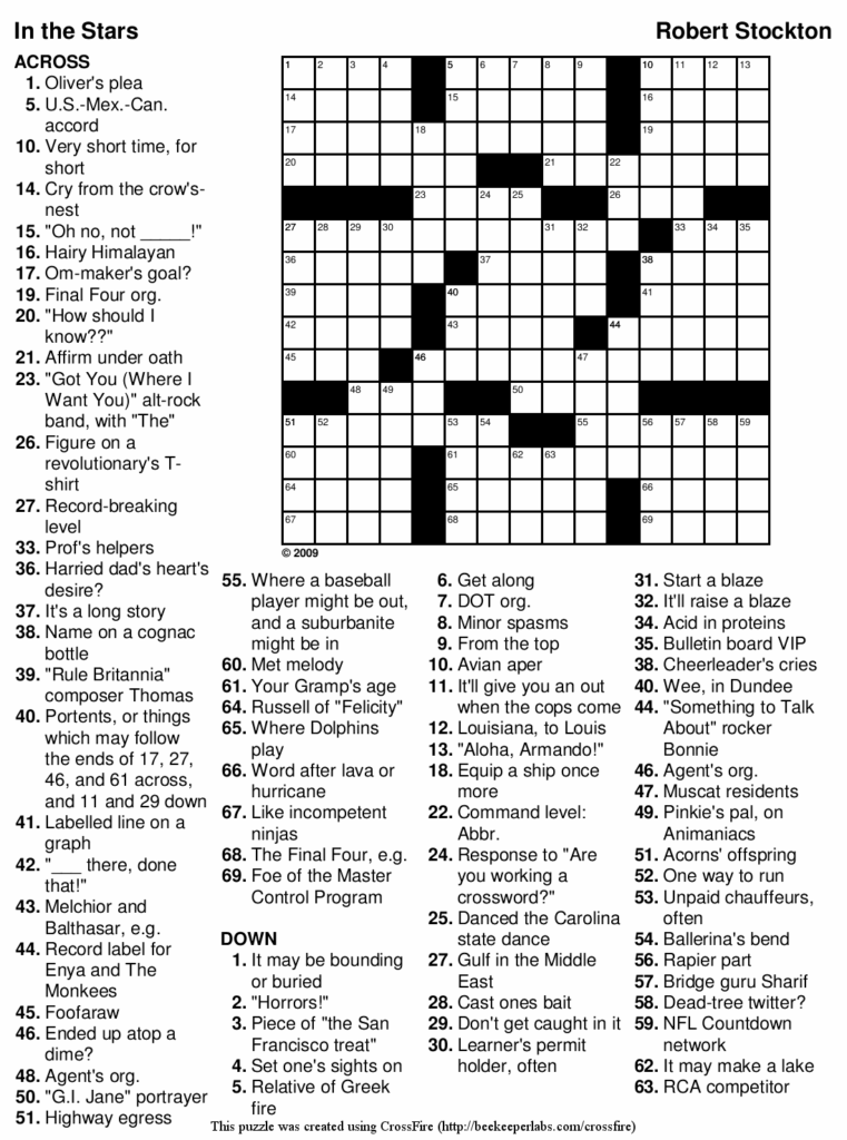 Printable Thomas Joseph Crossword Puzzle For Today - Free Printable ...