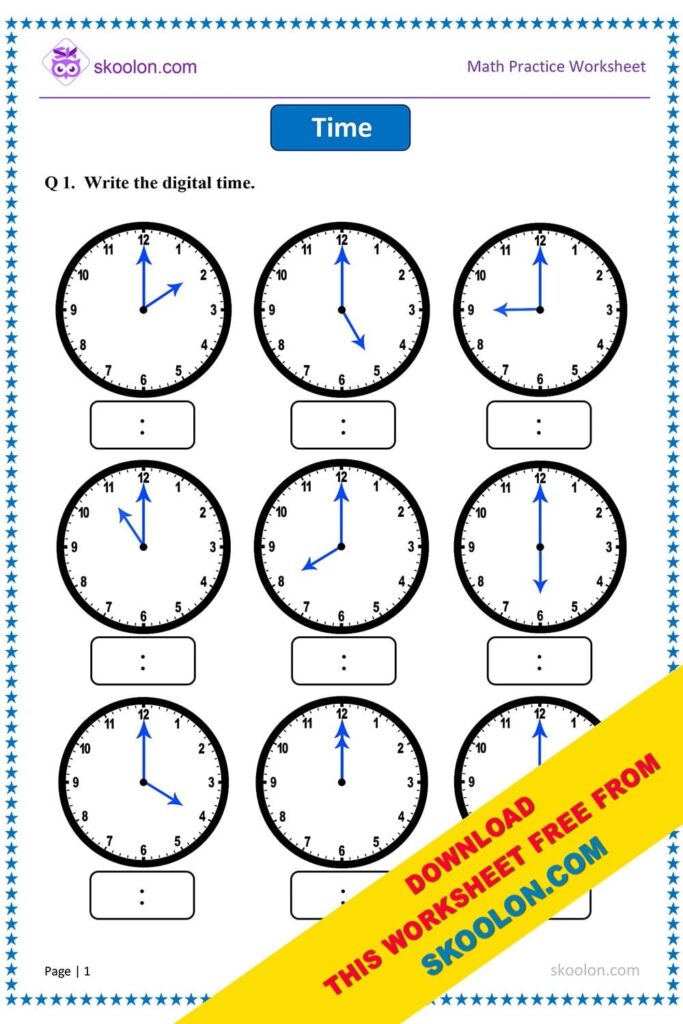 Time Worksheet For Class 3 - Free Printable Coloring Pages